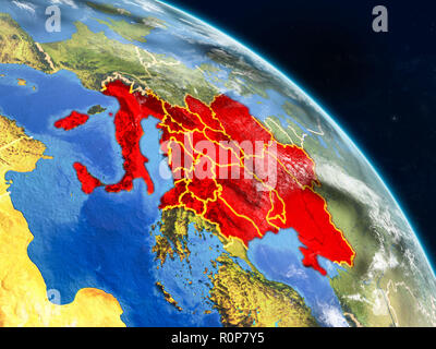 CEI countries from space on model of planet Earth with country borders ...