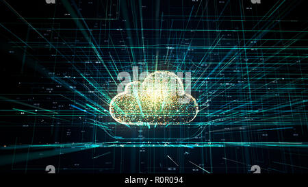 Cloud technology, cloud computing symbol, random numbers and others elements which creating ...