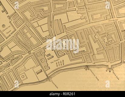 City map of London, England, 1720, Stadtplan von London, 1720 Stock ...