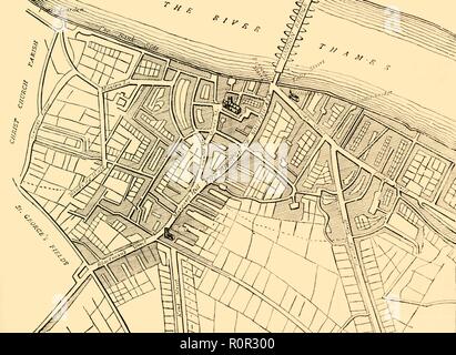 England, London, Southwark, Street Map showing London Bridge and London ...