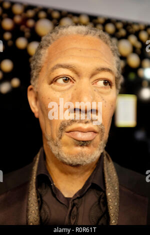 Waxwork model of actor Morgan Freeman Madame Tussauds London England UK ...