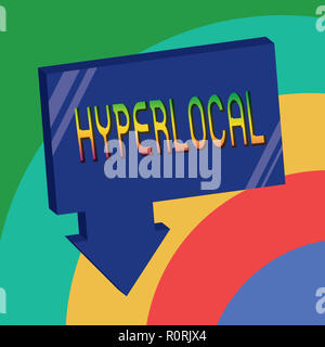 Text sign showing Hyperlocal. Conceptual photo Relating to Concerning a ...