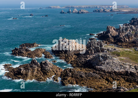Aerial view of the pern point in the ushant island in brittany, france ...