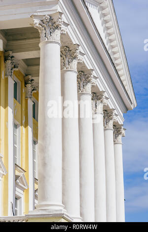 Front of Old Buildig with Columns on Sky Background. Alexander Butlerov ...
