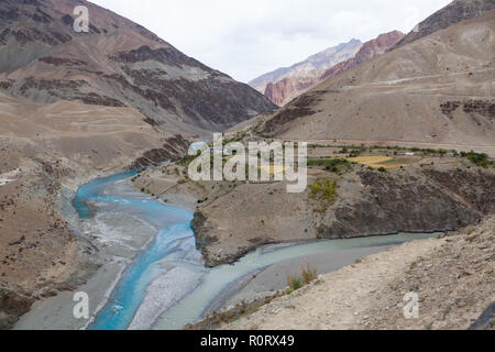 Tsarap River and Purne (village also known as Purni) seen in September ...