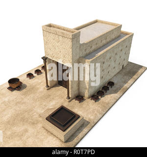 King Solomon's temple Beit HaMikdash in hebrew name with large basin ...