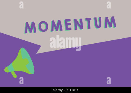 Text sign showing Momentum. Conceptual photo quantity of motion of ...