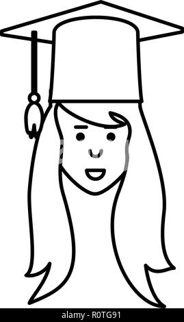 graduate young woman face cartoon vector illustration graphic design ...