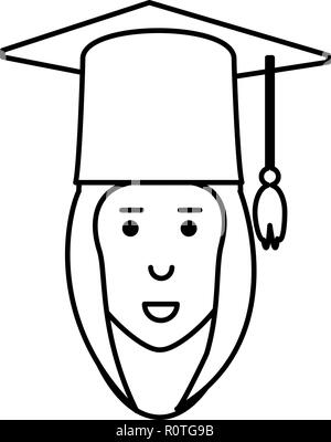 graduate young woman face cartoon vector illustration graphic design ...