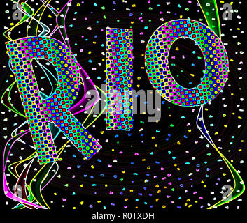 A party background with the text RIO Stock Photo - Alamy
