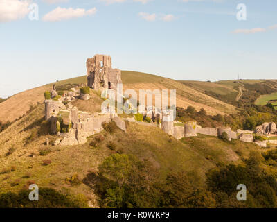 corfe castle dorset holiday skyline blue clouds nature landscape ...