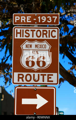 Sign for Pre-1937 Historic New Mexico US Route 66, in Santa Fe, one of ...