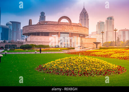 Shanghai downtown at day time, with Shanghai Museum background Stock ...