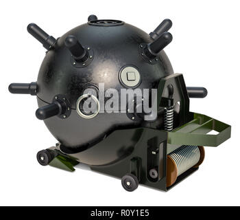 Sea mine underwater explosive device object concept as a 3D render of a ...