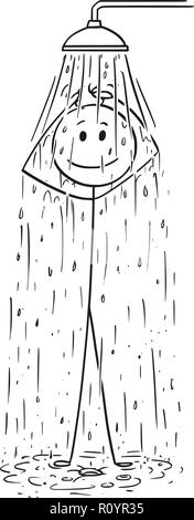 Man Showering Taking a Shower Stick Figure Black White Silhouette Sign ...