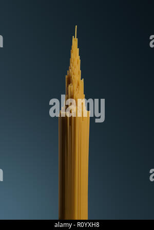 Upright shot of Empire State building seen from ground level, squeezed ...