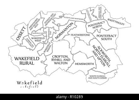 Modern City Map - Wakefield city of England UK Stock Vector Image & Art ...