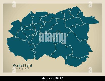 Wakefield City Map England UK labelled black illustration Stock Vector ...