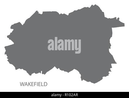 Wakefield city map with wards grey illustration silhouette shape Stock ...