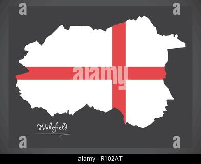 Modern City Map - Wakefield city of England with wards and titles UK ...