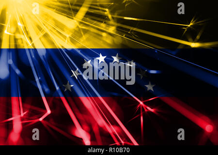 Venezuela fireworks sparkling flag. New Year 2019 and Christmas party ...