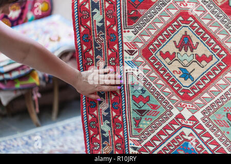 Traditional Georgian carpet. Carpets with typical geometrical patterns ...