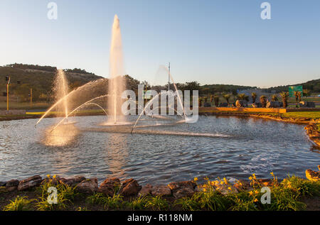 Fountain at sunrise in the Fountains valley, Pretoria, South Africa ...