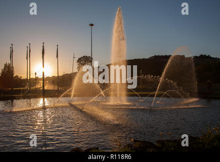 Fountain at sunrise in the Fountains valley, Pretoria, South Africa ...