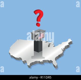 American election over an 3D map with USA citizens and US flag. All the ...