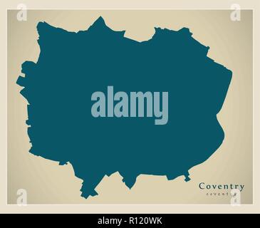 Modern City Map - Coventry city of England with wards and titles UK ...