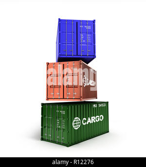 3d rendering of a shipping cargo container isolated on white background ...