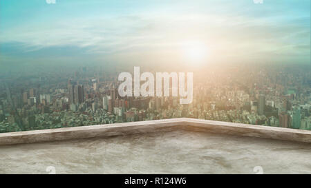 blank roof top of building with skyscraper landscape background Stock ...