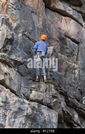 Rock climbing at Llanymynech Rock Nature Reserve, Wales, June 2021 ...