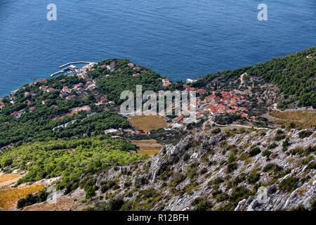 The village of Sveta Nedilja on the Croatian island of Hvar. Viewed ...