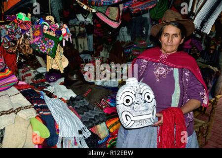 Chavin mask- Market in HUARAZ. Department of Ancash.PERU Stock Photo ...