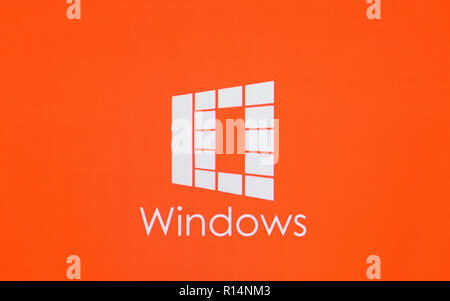 Russia, Poltavskaya village - August 13, 2016: The logo screen in ...