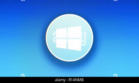 Russia, Poltavskaya village - August 13, 2016: The logo screen in ...