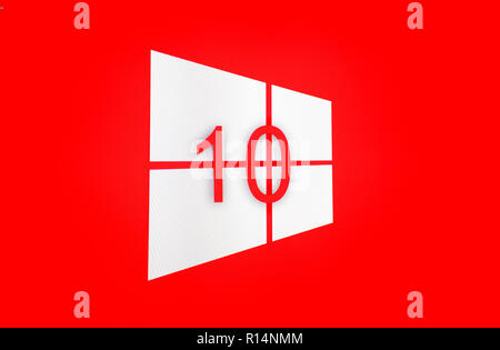 Russia, Poltavskaya village - August 13, 2016: The logo screen in ...