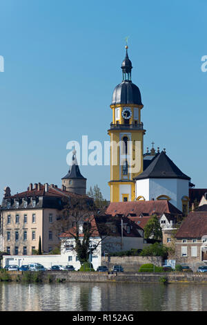 Townscape, River Main, Kitzingen, Lower Franconia, Bavaria, Germany ...