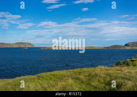 TRINITY, NEWFOUNDLAND, CANADA - Trinity Bay, and Fort Point lighthouse ...