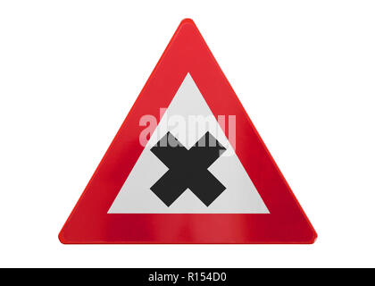 Traffic sign isolated - Dangerous crossing Stock Photo - Alamy