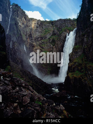 Norway, Hordaland, Mabodalen, Lower section of Voringsfossen waterfall ...