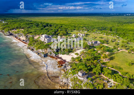 ruins of tulum mexico aerial view panorama Stock Photo - Alamy