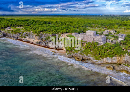 ruins of tulum mexico aerial view panorama Stock Photo - Alamy