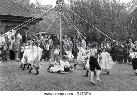 Dance around the maypole, traditional costume group named Stock Photo ...