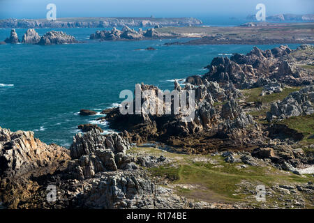 Aerial view of the pern point in the ushant island in brittany, france ...