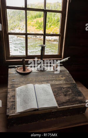 CAPE RANDOM, NEWFOUNDLAND, CANADA -Writing desk and quill, Random ...