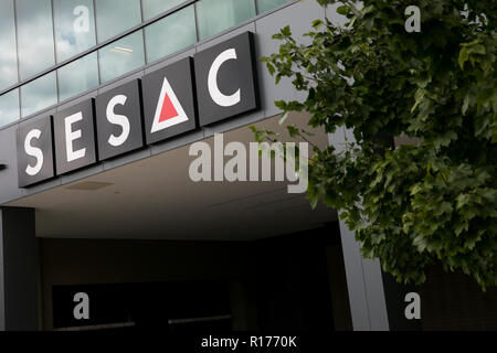 A logo sign outside of the the headquarters of SESAC in Nashville ...