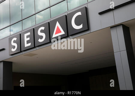 A logo sign outside of the the headquarters of SESAC in Nashville ...