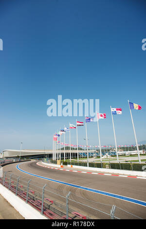 The formula 1 track in Sochi, the Olympic village in Sochi. Building ...